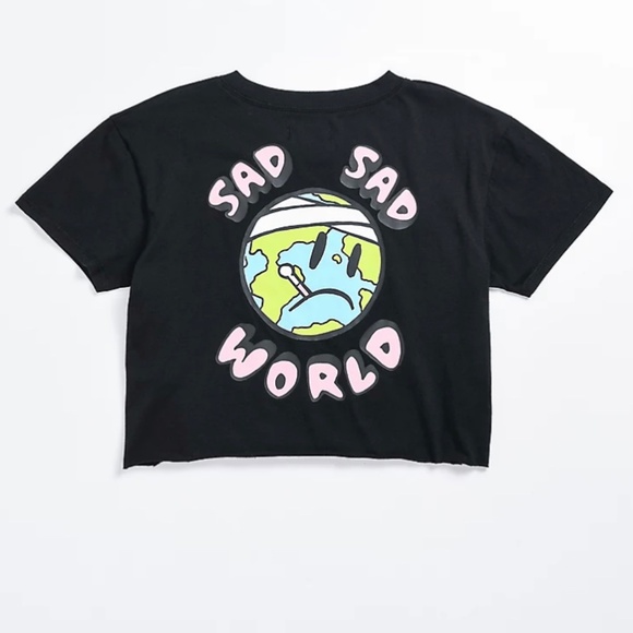aLab | Tops | Sad Sad World Black Crop Top | Poshmark